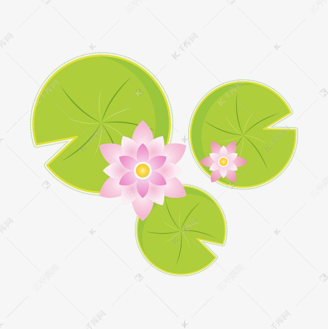 粉色嫩绿色睡莲剪贴画素材图片免费下载-千库网