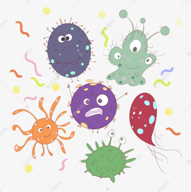 颜色多样的卡通微生物素材图片免费下载-千库网
