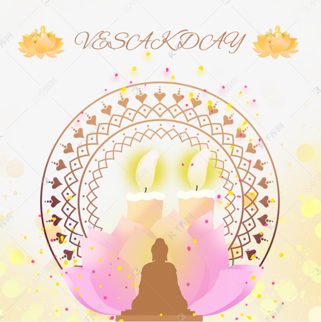 光影莲花烛台剪影卫塞节素材图片免费下载-千库网