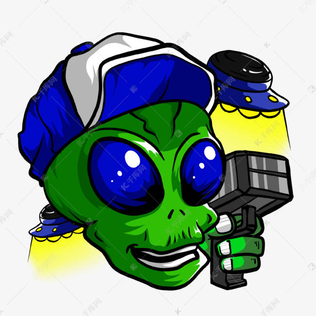 波普风宇宙飞船外星人素材图片免费下载-千库网