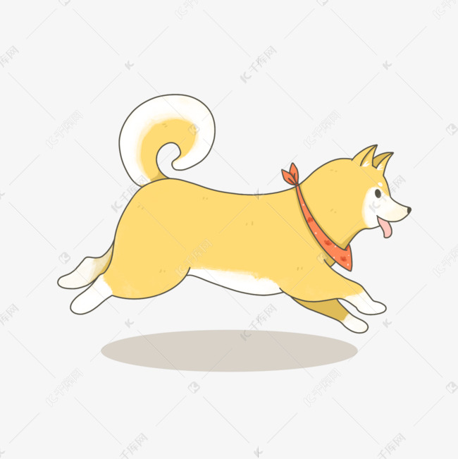 奔跑的柴犬卡通形象素材图片免费下载-千库网