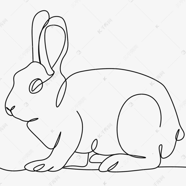抽象线条画可爱兔子素材图片免费下载-千库网