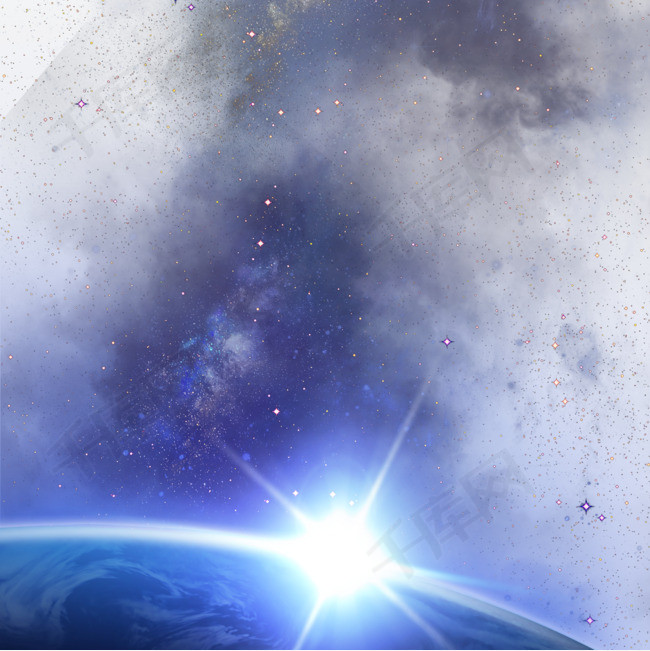 地球边缘闪亮的日出光效素材图片免费下载-千库网