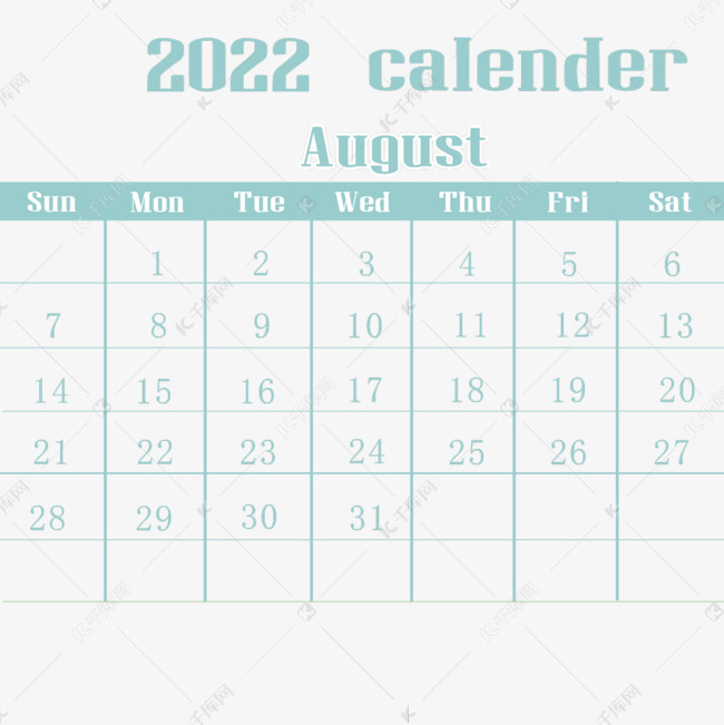 2022年八月日历时间素材图片免费下载-千库网