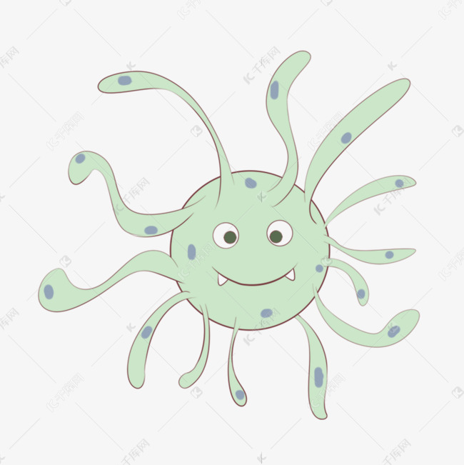 浅绿色卡通可爱细菌微生物素材图片免费下载-千库网