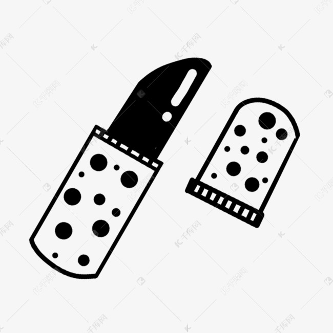 创意黑白单色涂鸦斑点口红素材图片免费下载-千库网
