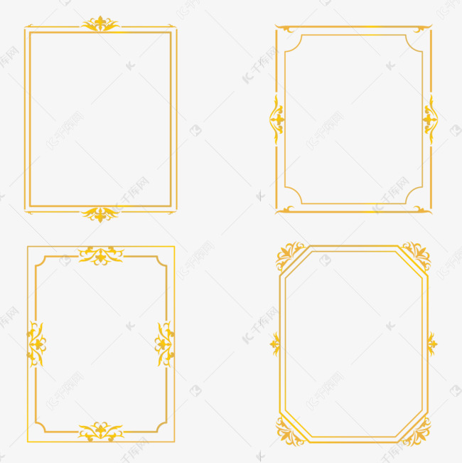 一组韩国金色精致边框素材图片免费下载-千库网