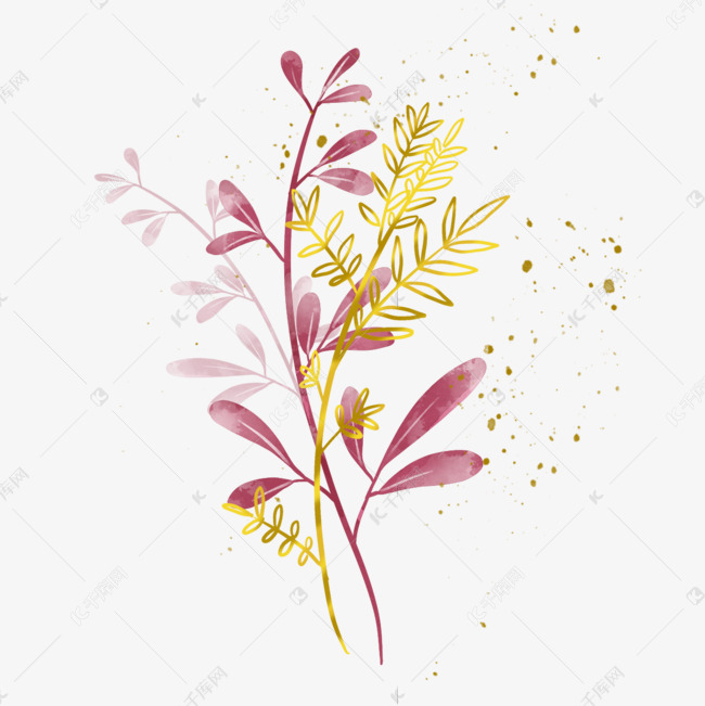 镂空金枝装饰婚礼树叶花束素材图片免费下载-千库网