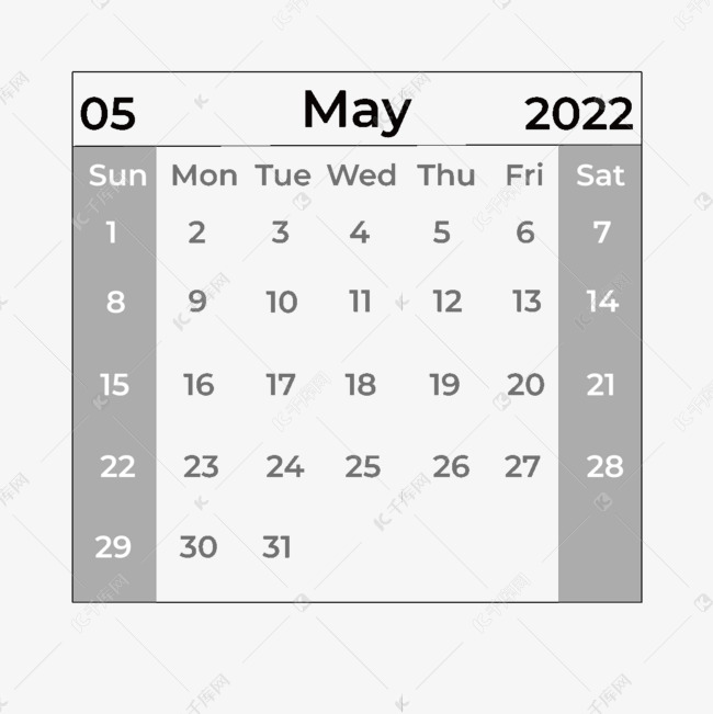 2022年5月灰色日历素材图片免费下载-千库网
