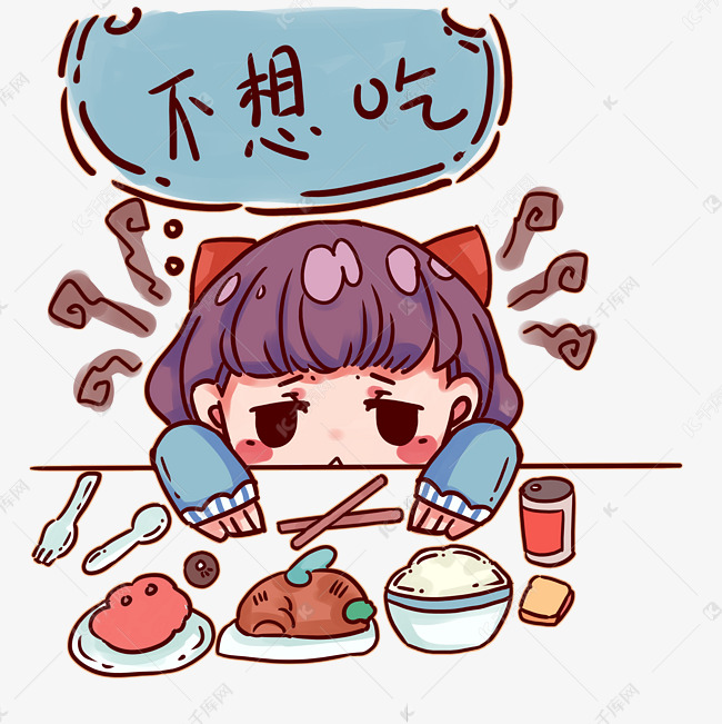 食欲不振不想吃饭女孩素材图片免费下载-千库网