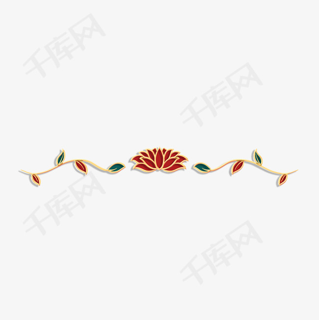 中秋节立体金边浮雕植物分割线边框素材图片免费下载-千库网