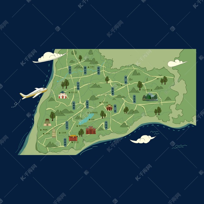 运城市旅游地图素材图片免费下载-千库网