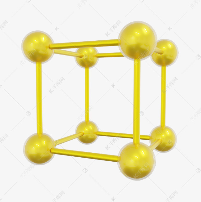 3D立体分子结构C4D黄色分子素材图片免费下载-千库网
