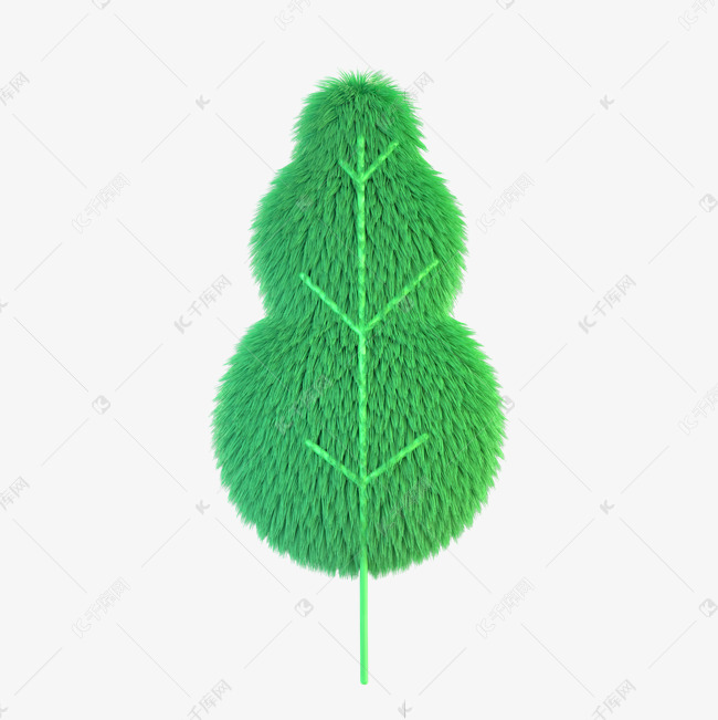 3D毛绒 叶子素材图片免费下载-千库网