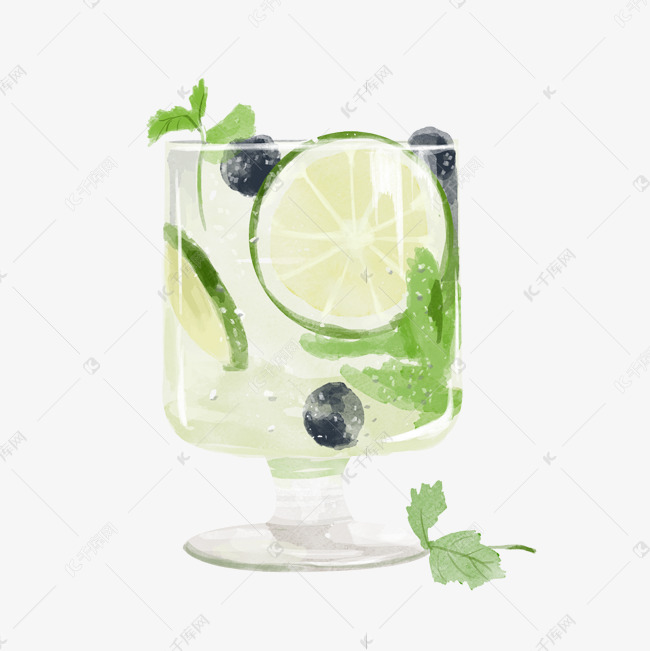 手绘水彩卡通夏天冰爽饮料手账贴纸素材图片免费下载-千库网