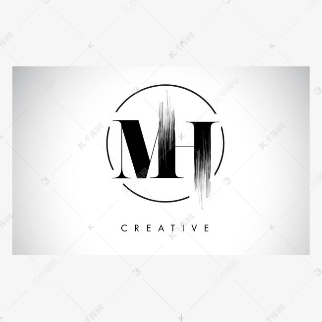 Mh 画笔描边字母标志设计。黑漆标志字母图标素材图片免费下载-千库网
