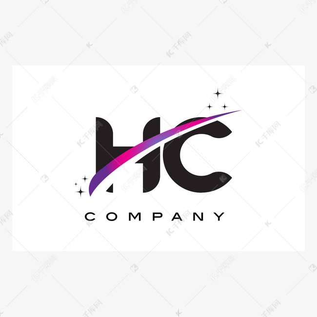 Hc H C 黑色字母标志设计与紫色洋红色旋风素材图片免费下载-千库网