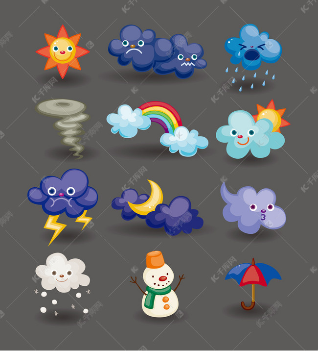 cartoon weather icon素材图片免费下载-千库网