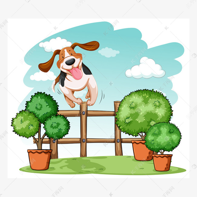 狗跳过栅栏素材图片免费下载-千库网