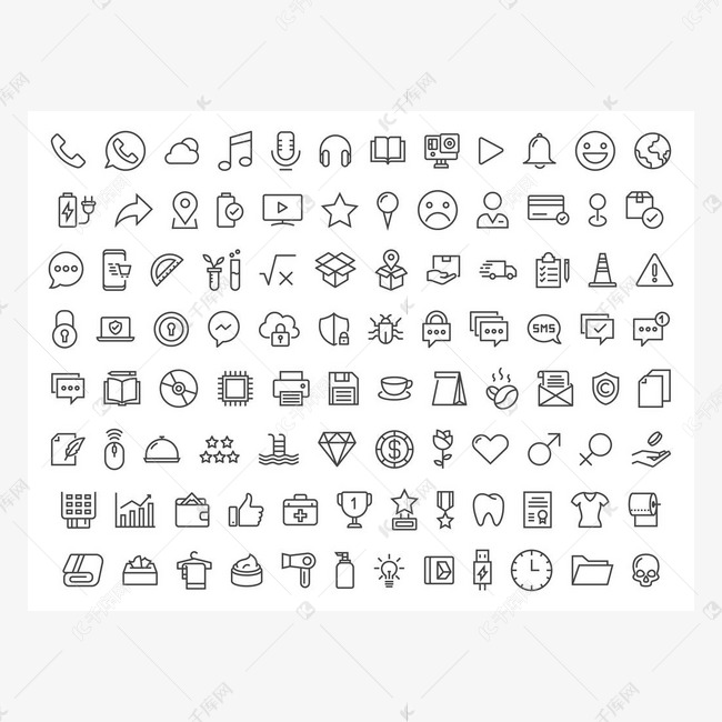 100通用图标48x48 像素完美可编辑笔画素材图片免费下载-千库网