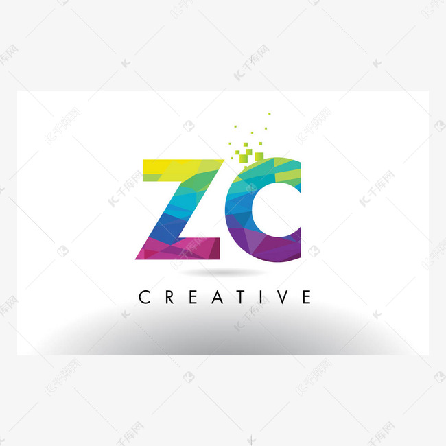 Zc Z C 多彩字母折纸三角形设计矢量.素材图片免费下载-千库网