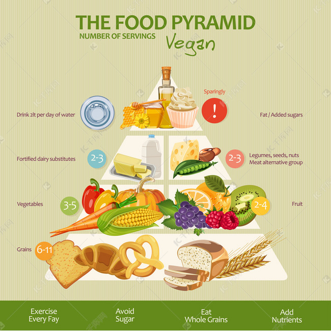 Food pyramid healthy vegan eating infographic. Recommendations of a ...