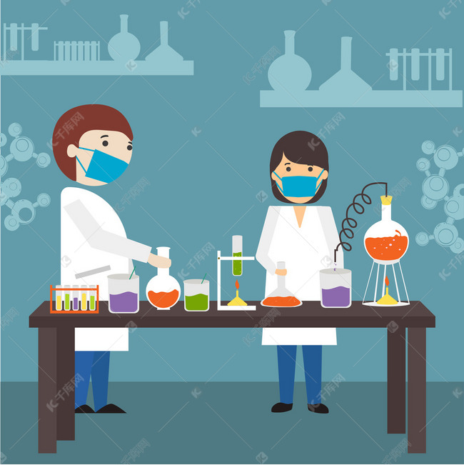 科学家在实验室中的漫画.素材图片免费下载-千库网