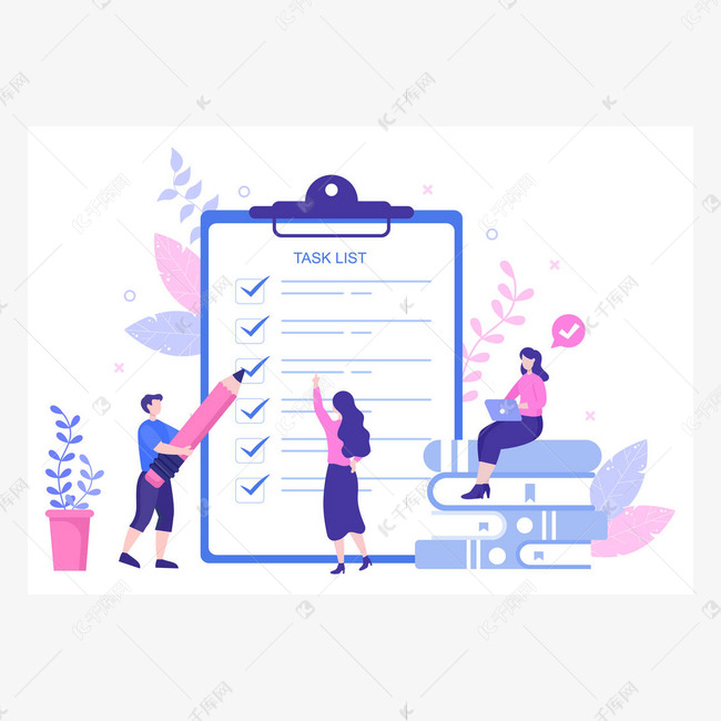 任务列表平面向量说明做列表时间管理、工作计划或日常目标的组织。登陆页模板素材图片免费下载-千库网