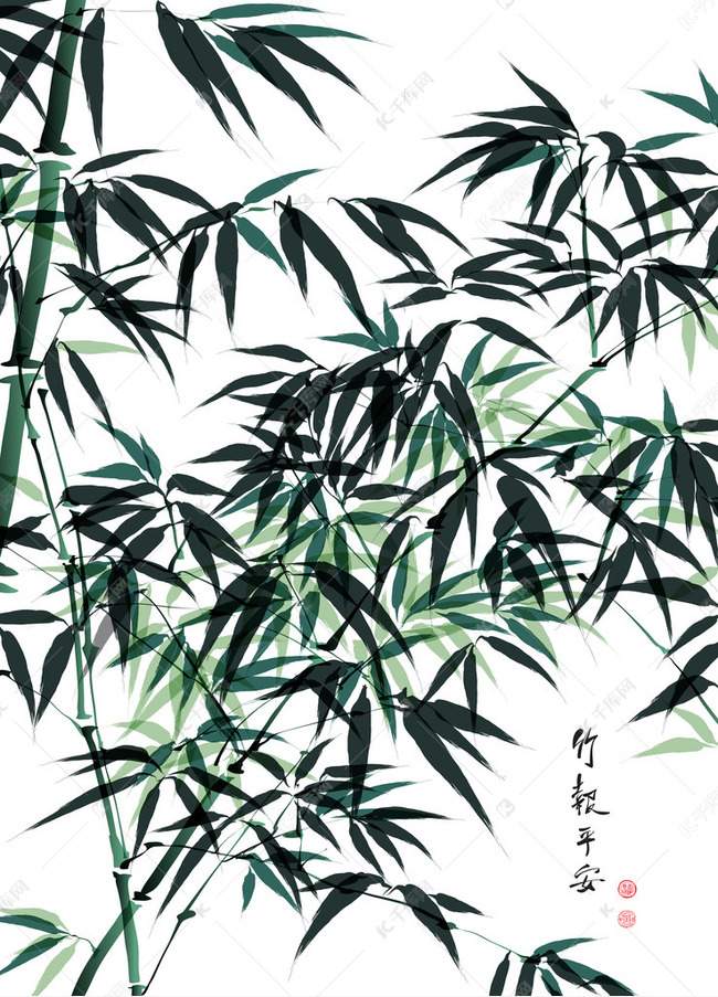 竹水墨画素材图片免费下载-千库网