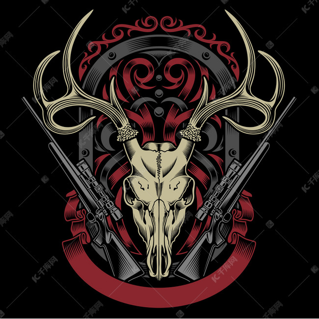 Deer Skull With Rifle素材图片免费下载-千库网
