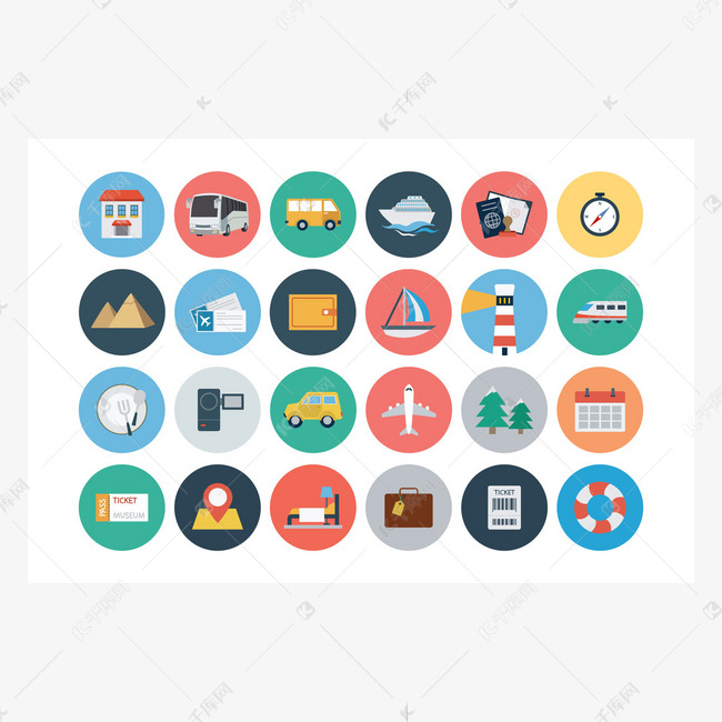 Flat Travel and Tourism Vector Icons 1素材图片免费下载-千库网