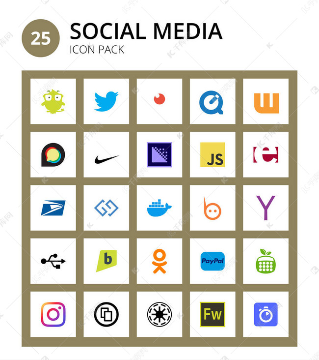 25社交图标brightkite 、 yahoo 、 adobe 、 nimblr 、 gg编辑向量设计元素素材图片免费下载-千库网