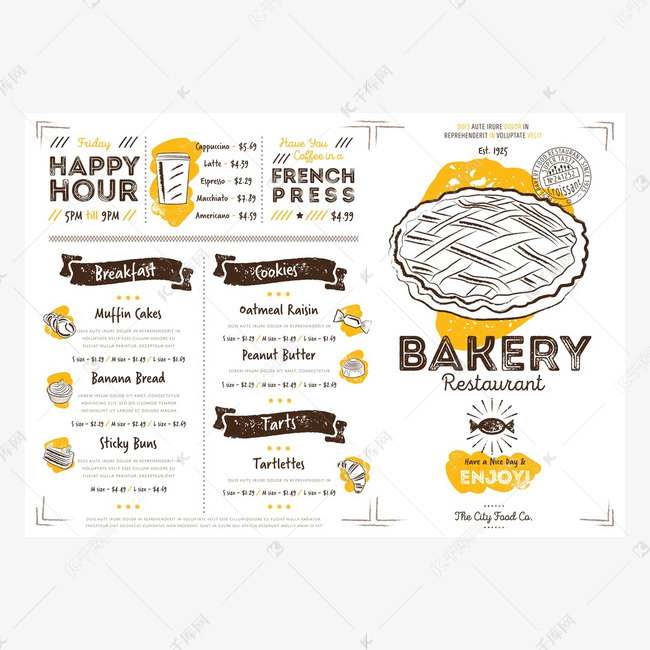 餐厅、 咖啡厅面包店菜单模板素材图片免费下载-千库网