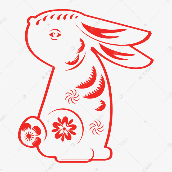 新年兔年兔子剪纸素材图片免费下载-千库网