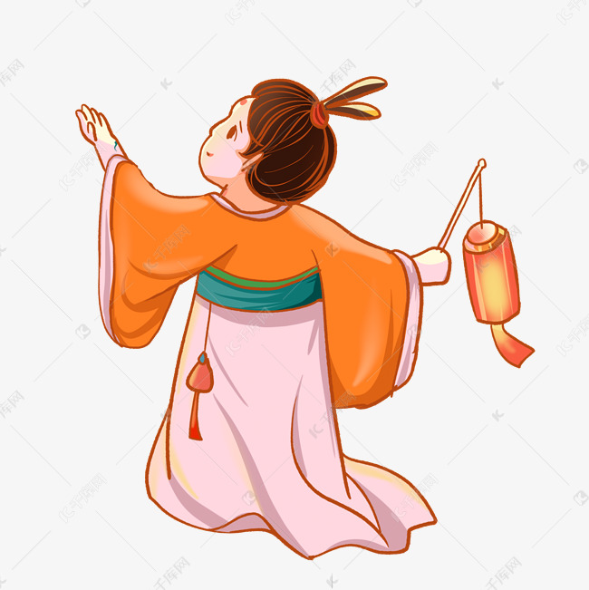 中国风古风人物背影手提灯笼素材图片免费下载-千库网