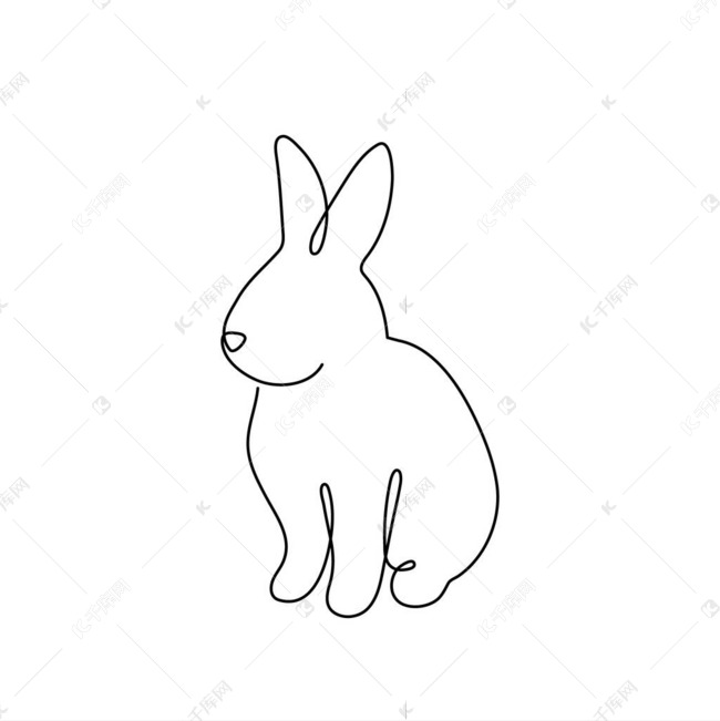 兔子线条手绘素材图片免费下载-千库网