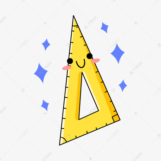 尺子卡通可爱三角形教育贴纸素材图片免费下载-千库网