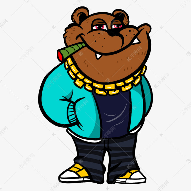 泰迪熊波普嘻哈风格项链素材图片免费下载-千库网