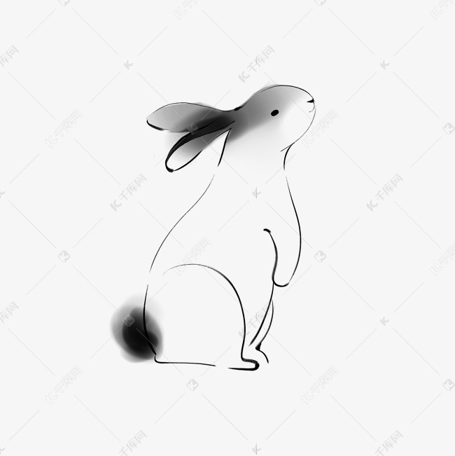 水墨兔子兔年大吉素材图片免费下载-千库网