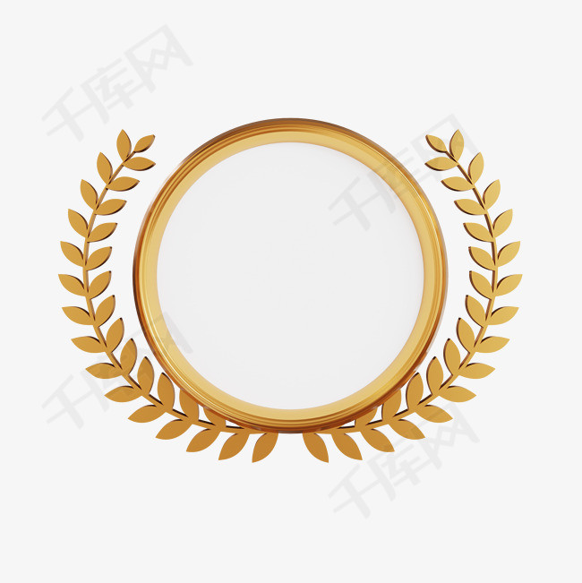 3DC4D立体麦穗奖牌头像框素材图片免费下载-千库网