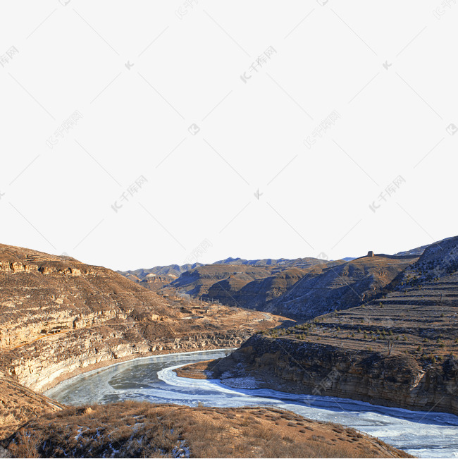 内蒙古冬季黄河大峡谷上午峡谷冰河冬季素材图片免费下载-千库网