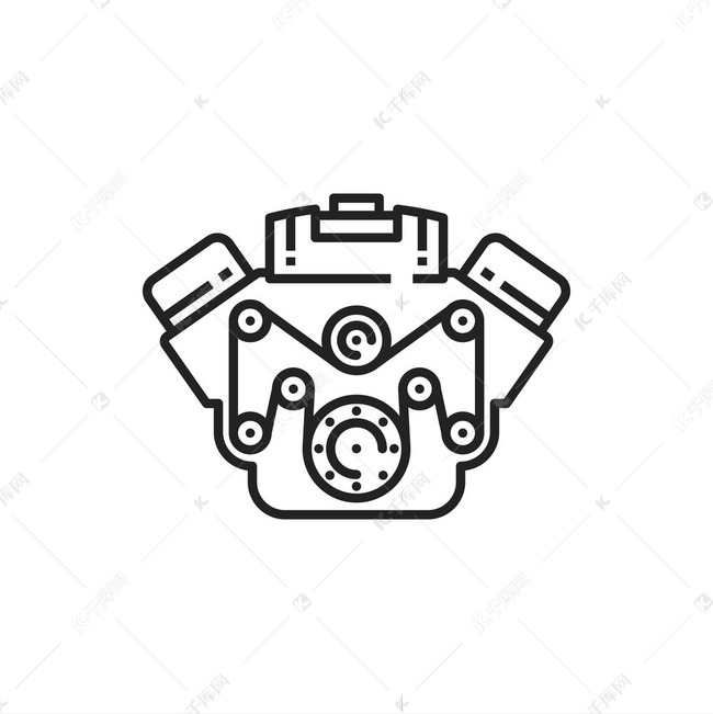 汽车发动机矢量细线图标。素材图片免费下载-千库网