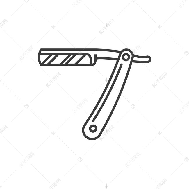 剃须刀，开式割喉直剃刀轮廓图标。素材图片免费下载-千库网