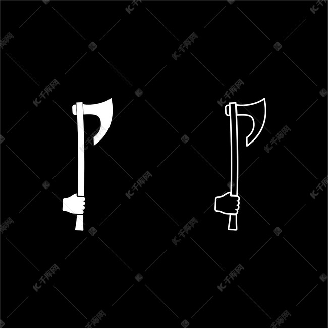 手中的战斧使用手臂 poleaxe 图标白色矢量插图平面样式简单图像集。素材图片免费下载-千库网