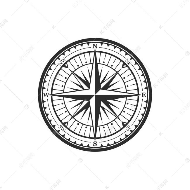旧导航罗盘纹章图标。 素材图片免费下载-千库网