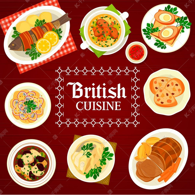 英国菜菜单封面模板。素材图片免费下载-千库网
