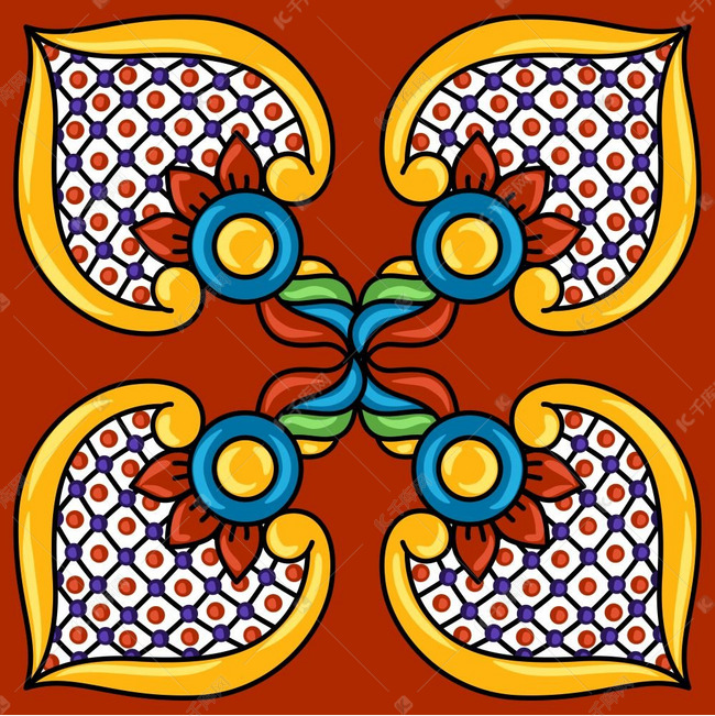 墨西哥 talavera 瓷砖图案。素材图片免费下载-千库网