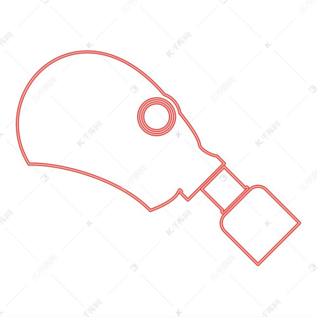 霓虹灯防毒面具或吸入器红色矢量插图图像平面样式光。素材图片免费下载-千库网