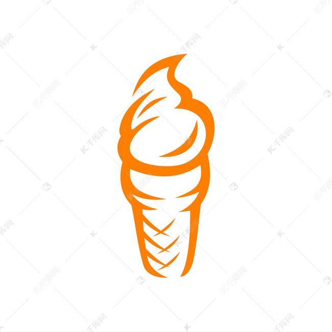 孤立的橙色锥形搅打冰淇淋。素材图片免费下载-千库网