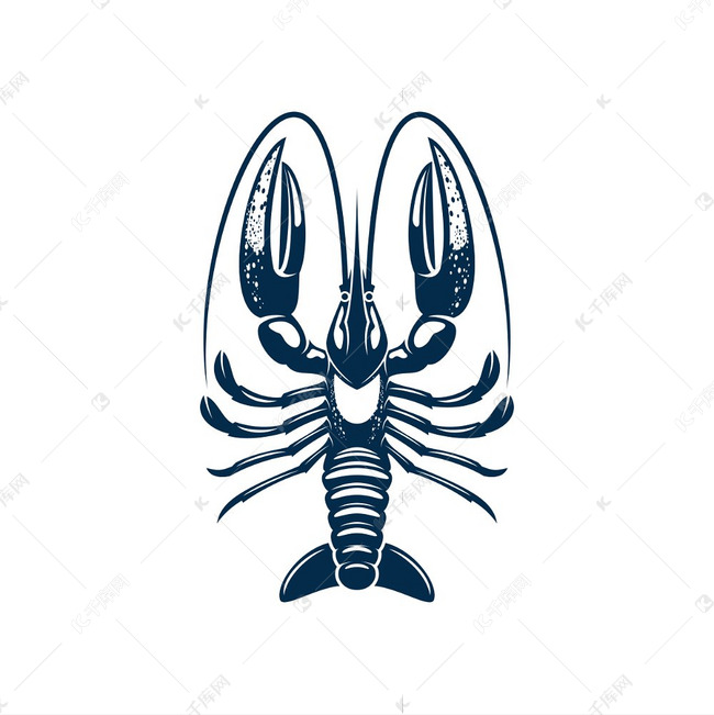 龙虾海鲜动物孤立甲壳类动物与大爪子。素材图片免费下载-千库网